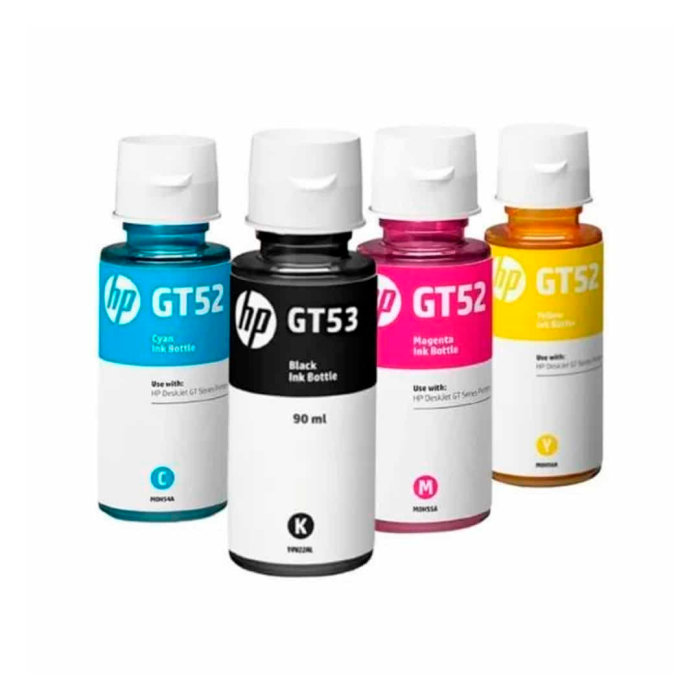 Pack de tintas HP GT53 Negro Original, GT52 Cian, Amarillo y Magenta ...
