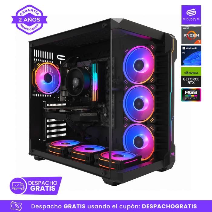 PC Snake Gamer Black Mamba V2 Ryzen 7 5700, RTX 4060, 16GB RAM + 512GB ...